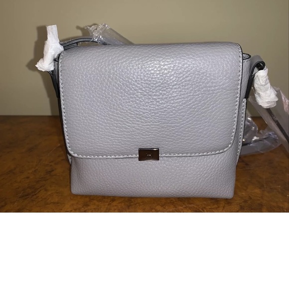H by Halston | Bags | Halston Small Leather Crossbody Grey Nwt | Poshmark